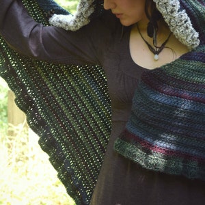 Crochet PATTERN: Novella Shawl / Hooded Faux Fur Trim Shawl / Easy ...