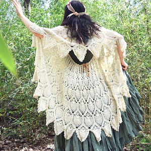Crochet PATTERN: Cobweb Wrap / Convertible Pineapple Shawl / Bohemian ...