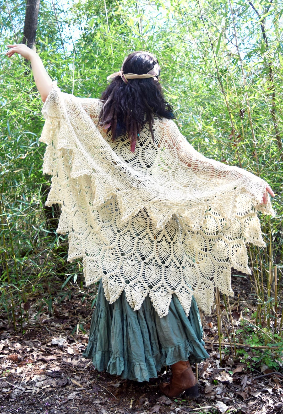 Crochet Cobweb Wrap Pattern: Convertible Pineapple Shawl (PDF Download ...
