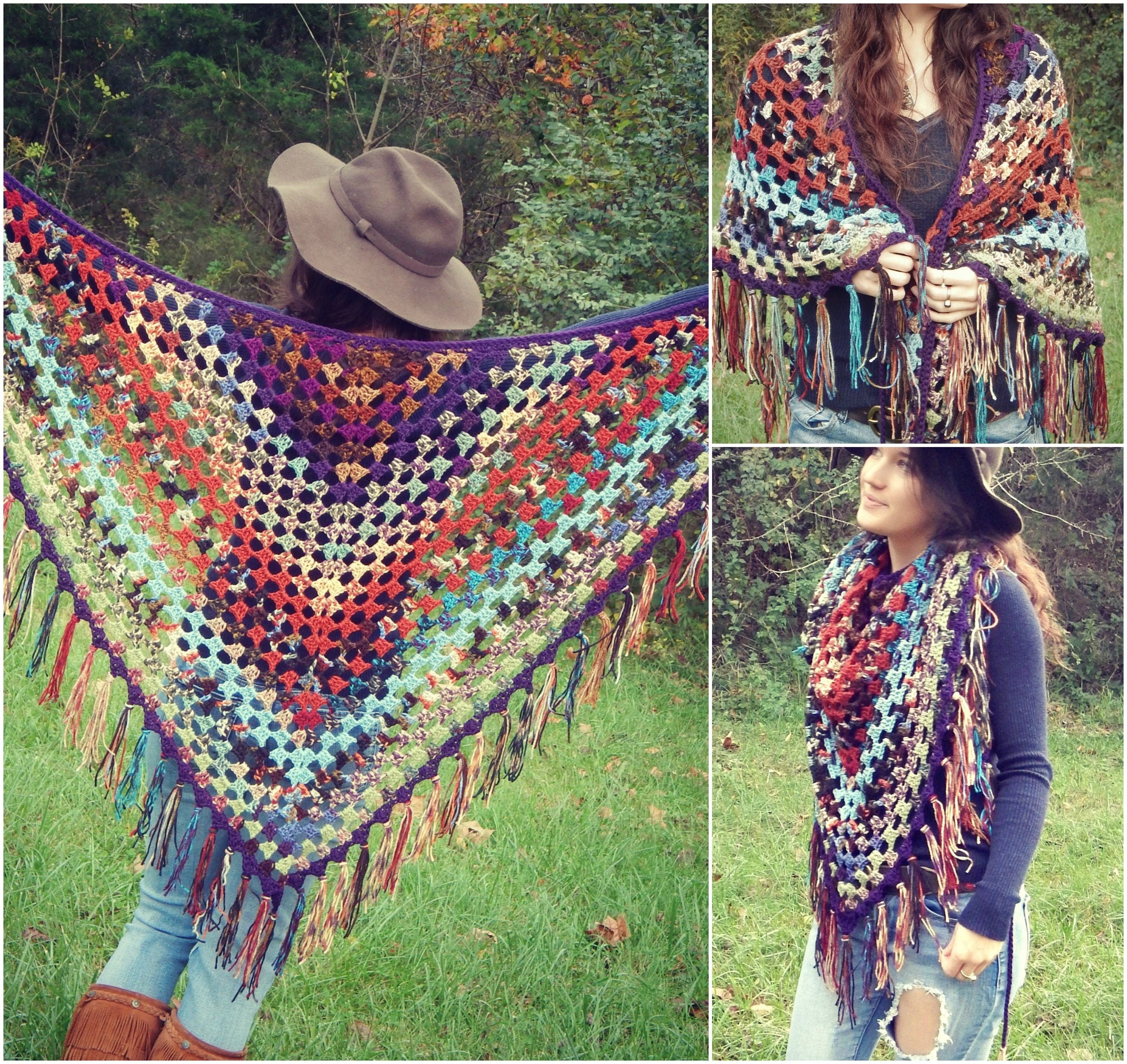 Crochet Granny Shawl Pattern: Easy Boho Hippie Style (PDF Download) - Etsy