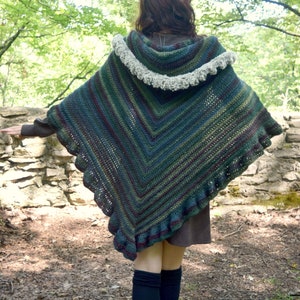 Crochet PATTERN: Novella Shawl / Hooded Faux Fur Trim Shawl / Easy ...