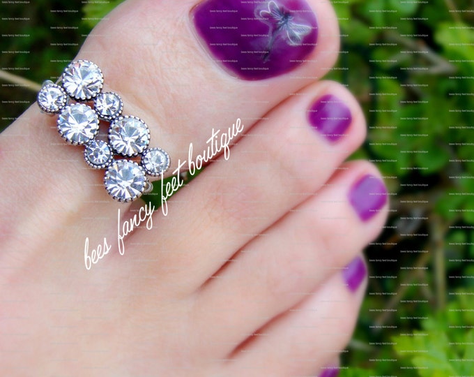 Big Toe Ring Crystal Rhinestones Stretch Bead Toe Ring - Etsy