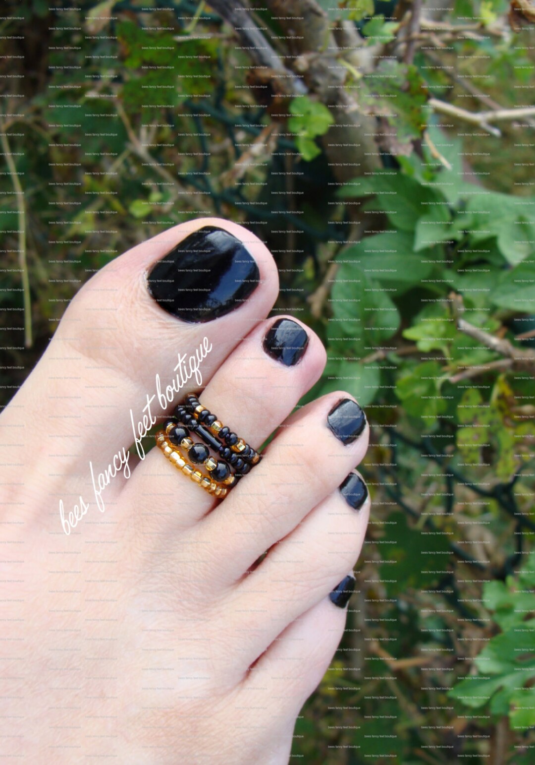 Goth and Punk Black and Gold Bead Band Stacking Stackable Stacked ...