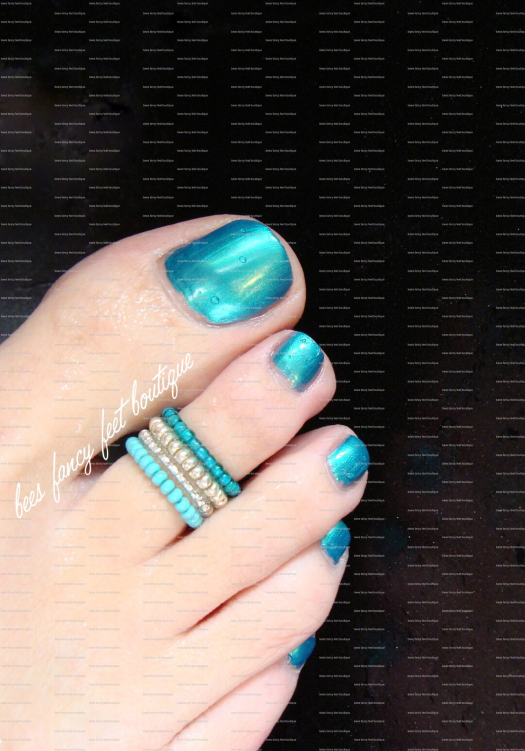 Turquoise Silver Stacking Stretch Bead Toe Ring - Etsy