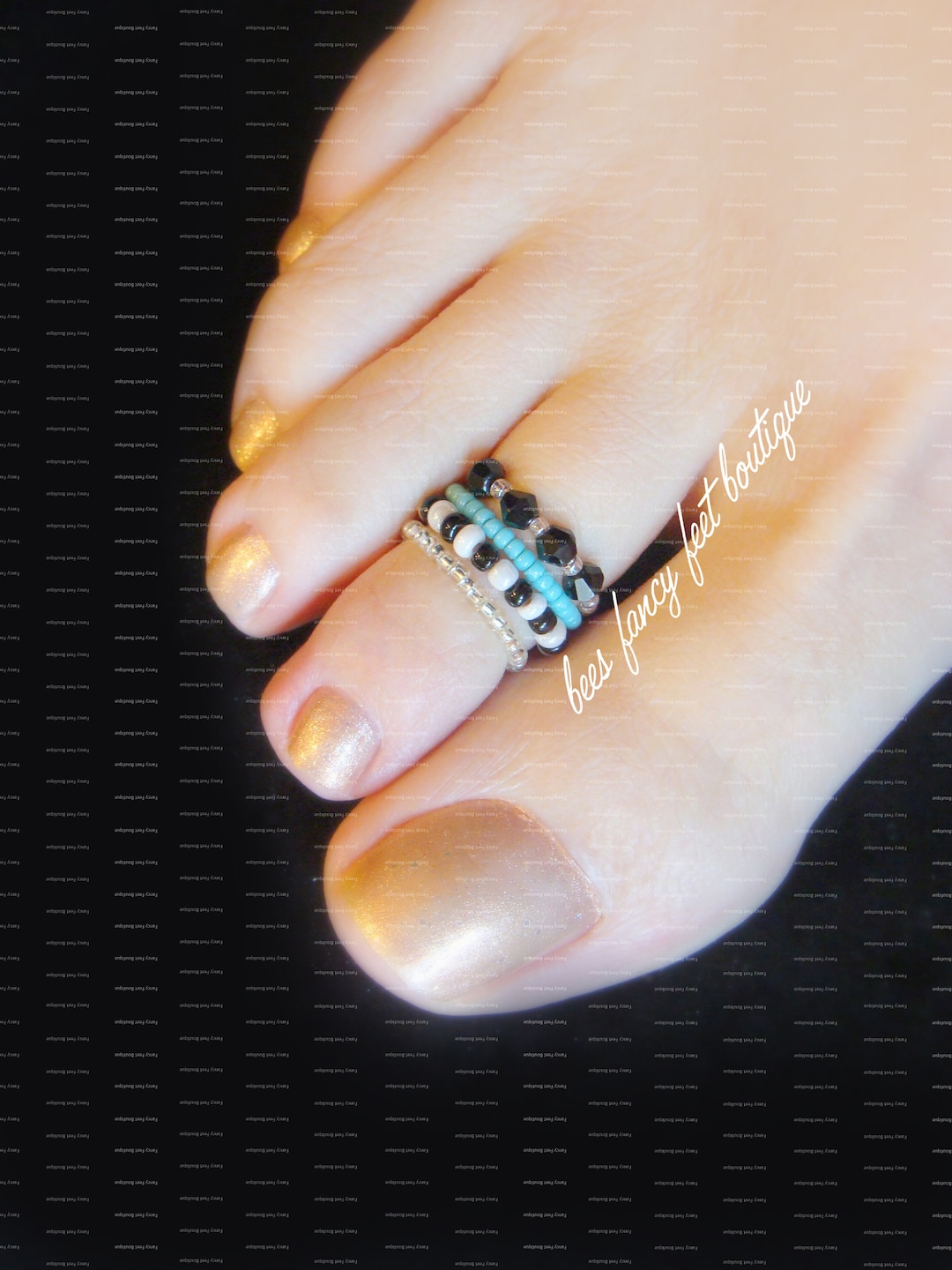 Black and White Pattern Crystal Bead Stacking Stackable Stacked Stretch ...