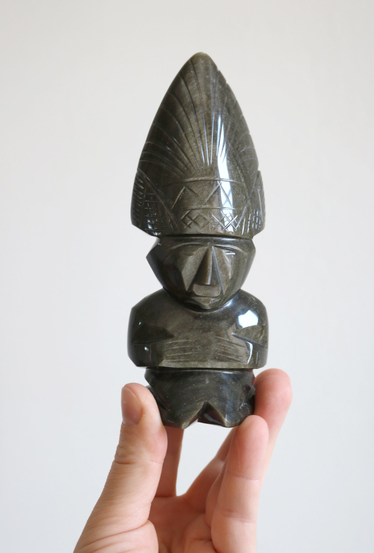 Aztec Gold Sheen Obsidian Statue - Etsy