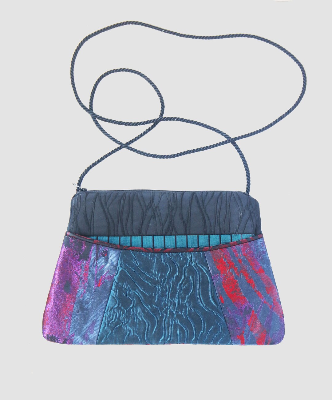 Juniper Silk and Rayon Purse in Aurora Teal and Red - Etsy