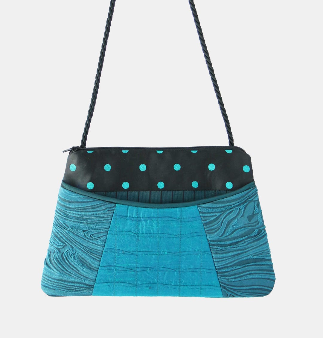Juniper Silk and Rayon Purse in Peacock and Dot - Etsy