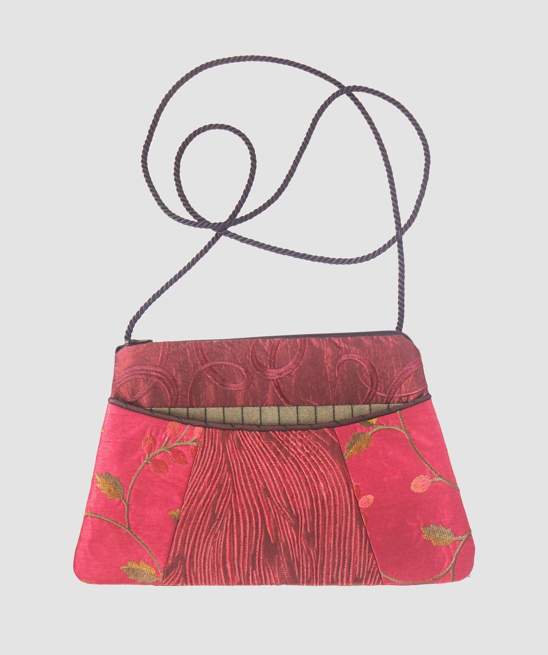 Juniper Silk and Rayon Purse in Paprika Orange and Olive - Etsy