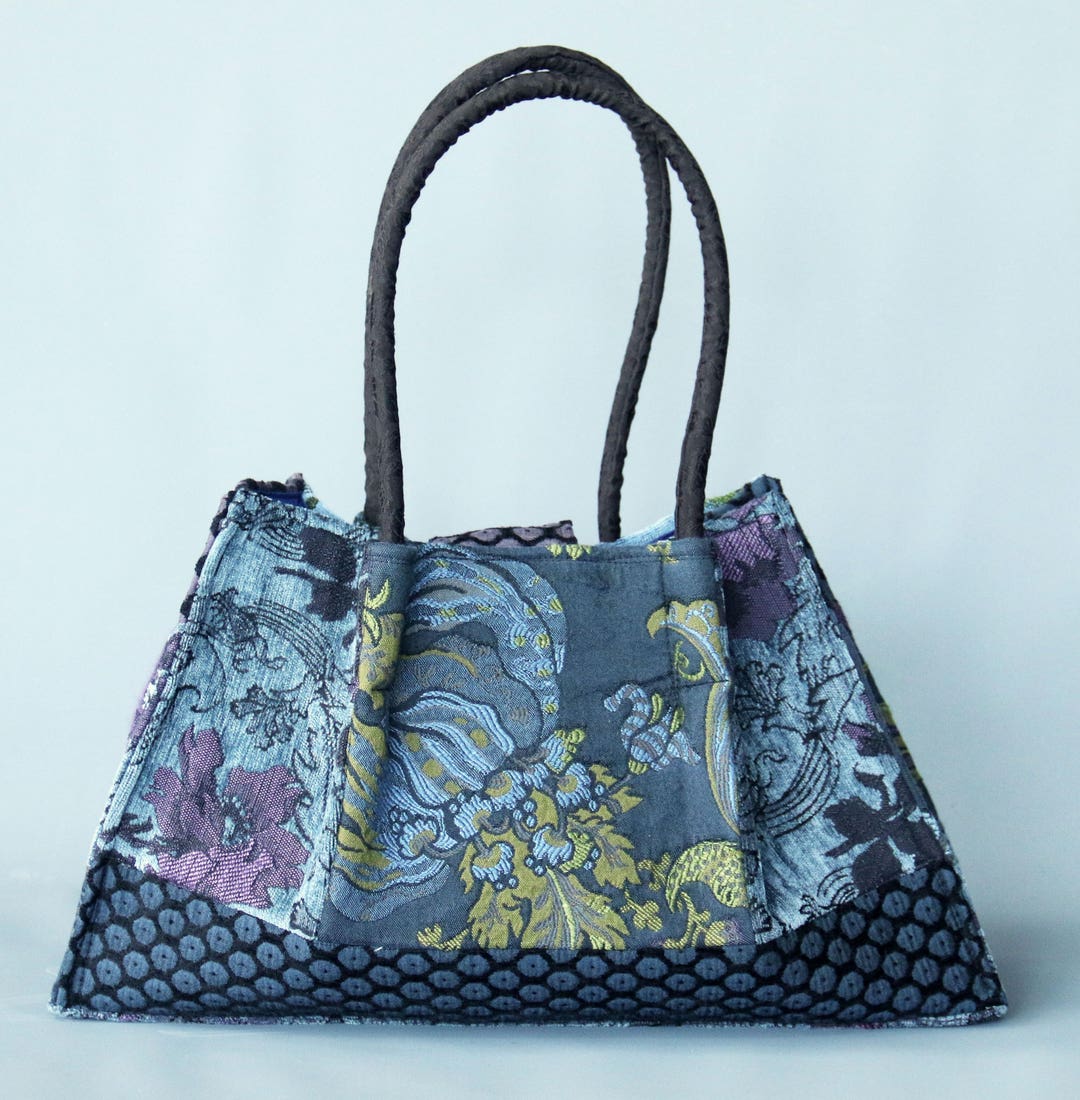 Mineral Tapestry Shoulder Bag in Blue and Purple Floral Jacquard Woven ...