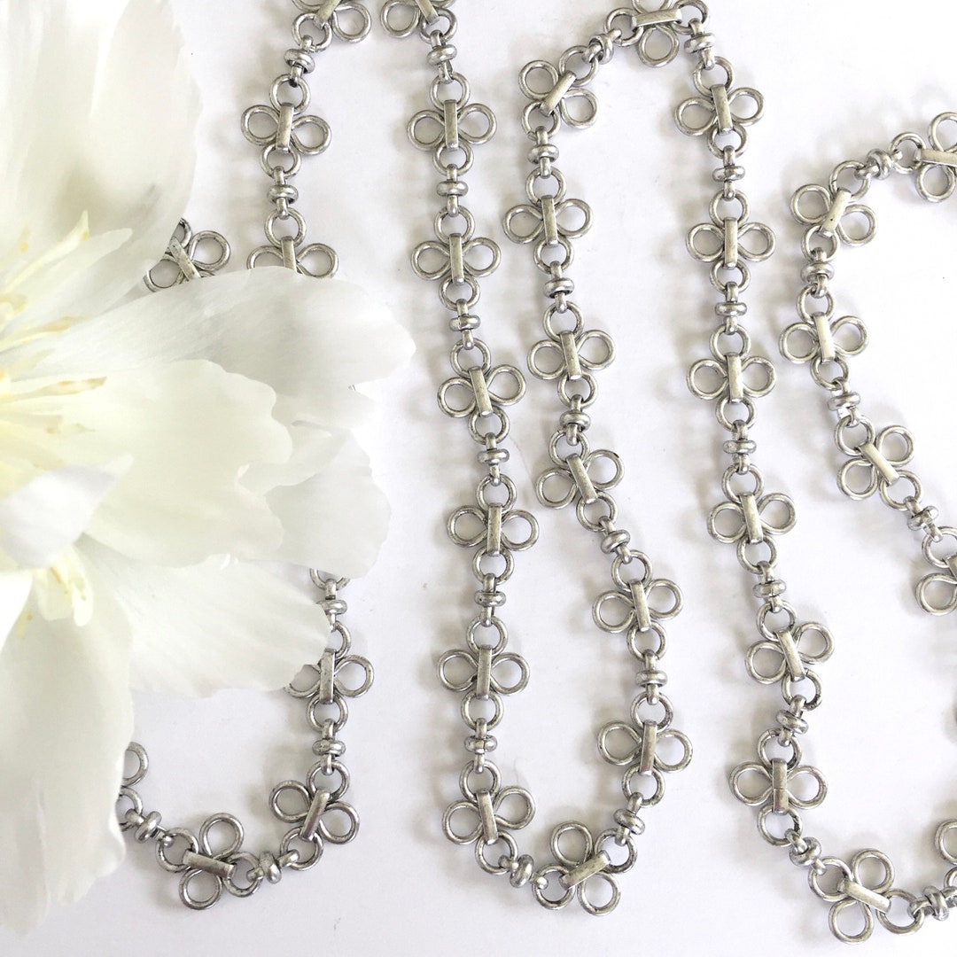 New!!! Baby Silver Clover Chain, Fancy Brass Chain, Jewelry Making ...