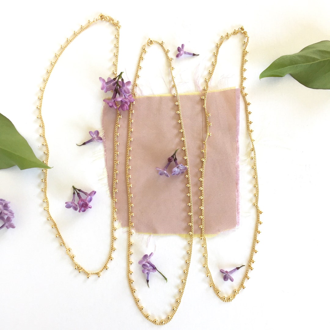 Matte Gold Dot Chain Necklace, Gold Plated Brass Dot Necklace, 2PCS - Etsy