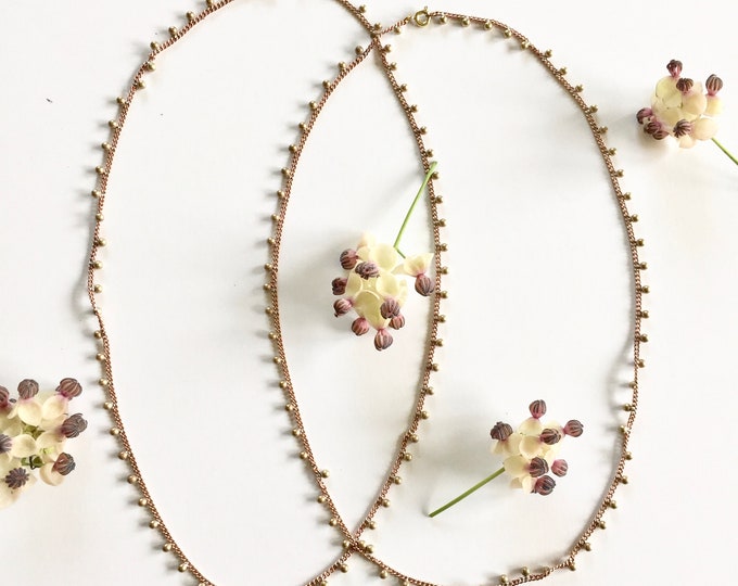 Vintage Brass Dot Chain Necklace Tiny Beads Chain Necklace - Etsy