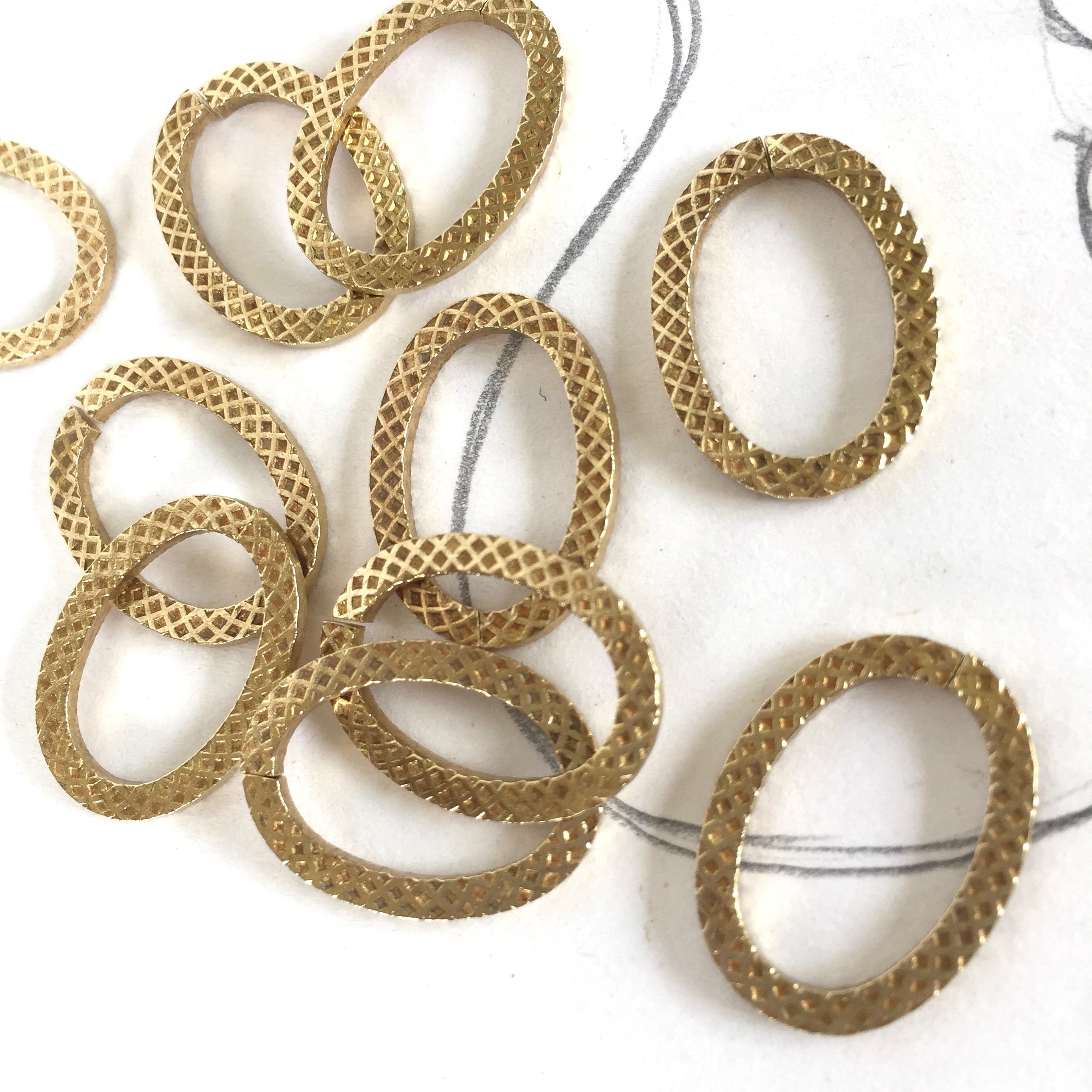 Large Textured Brass Oval Jump Rings Fancy Jump Rings 20mm - Etsy