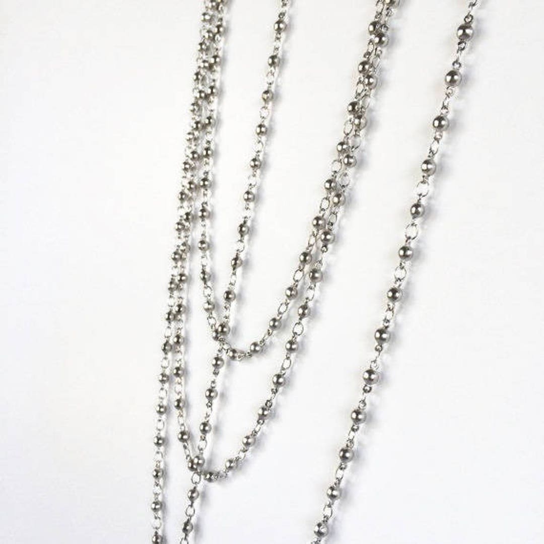 Antique Silver Plated Bead Chain, Rosary Chain, Jewelry Making Chains ...