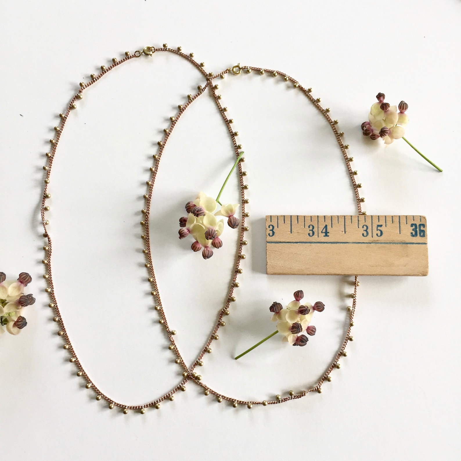 Vintage Brass Dot Chain Necklace Tiny Beads Chain Necklace - Etsy