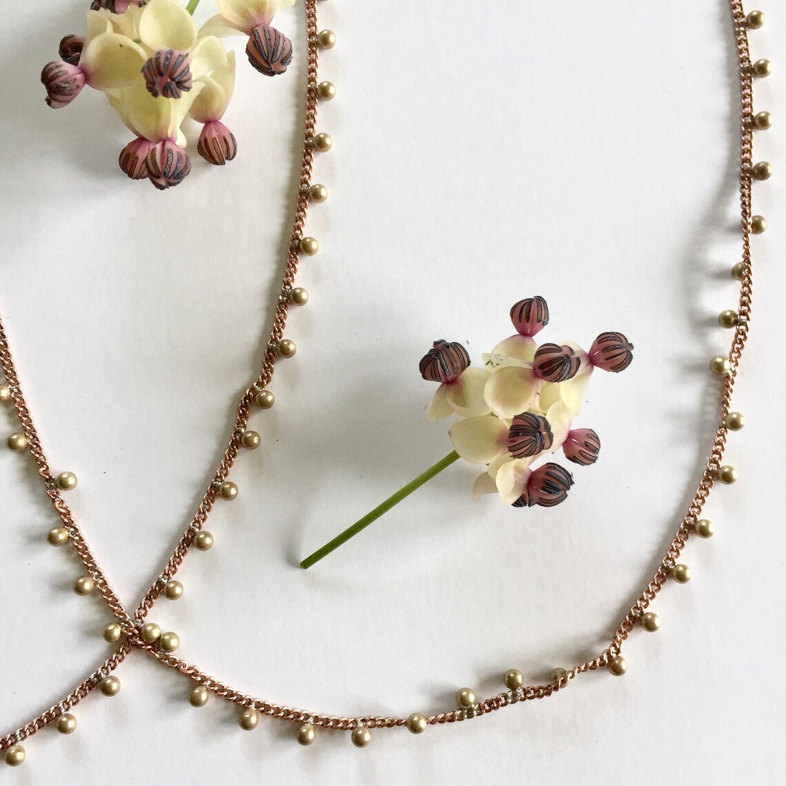 Vintage Brass Dot Chain Necklace Tiny Beads Chain Necklace - Etsy