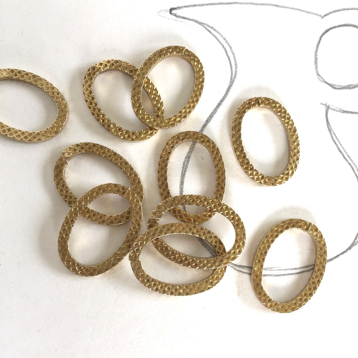 Large Textured Brass Oval Jump Rings Fancy Jump Rings 20mm - Etsy