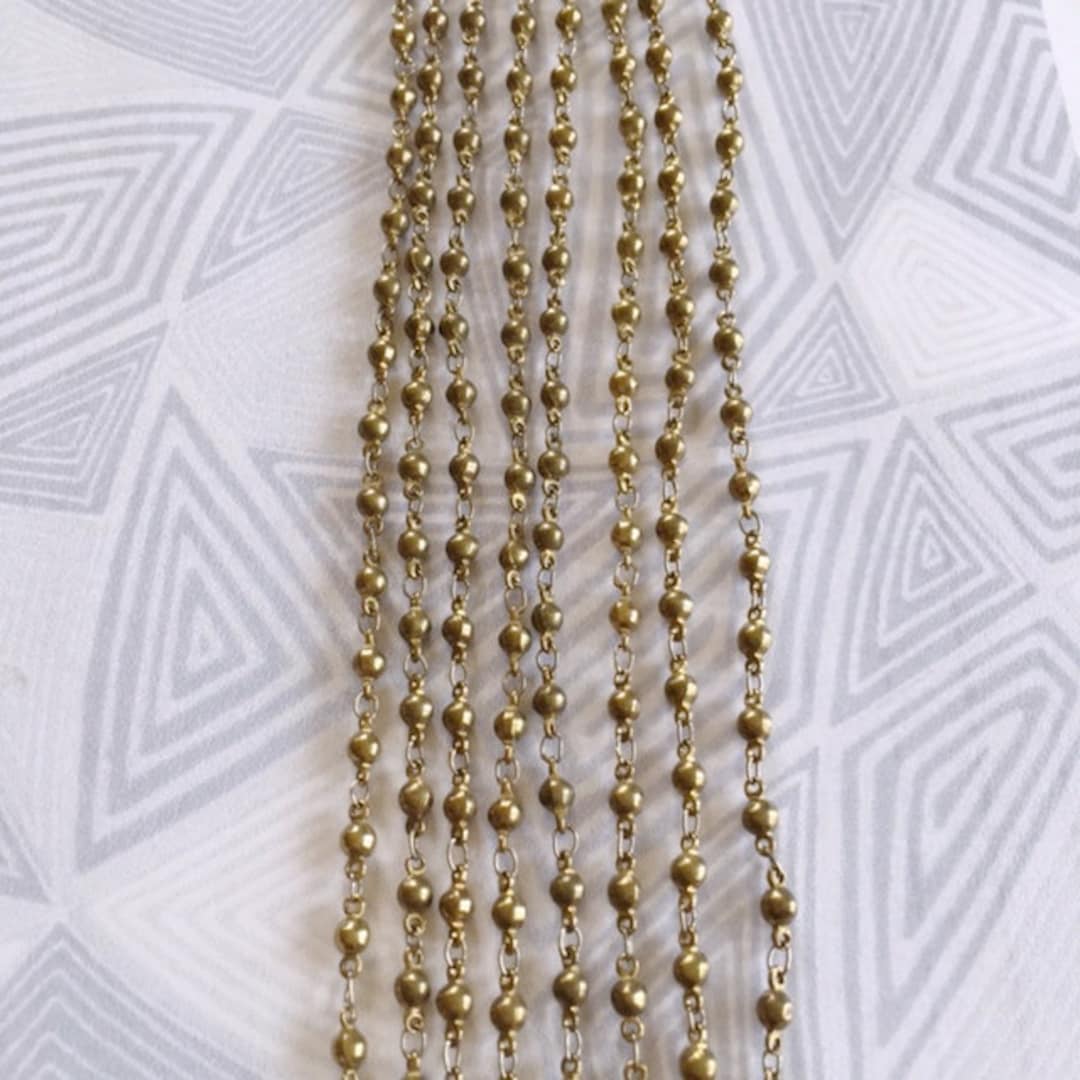 Vintage Bead Chain, Brass Bead Chain, Brass Rosary Chain, Jewelry ...