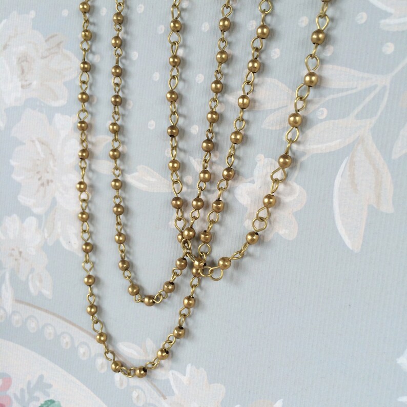 3mm Brass Bead Chain Brass Rosary Chain Tiny Bead Chain | Etsy