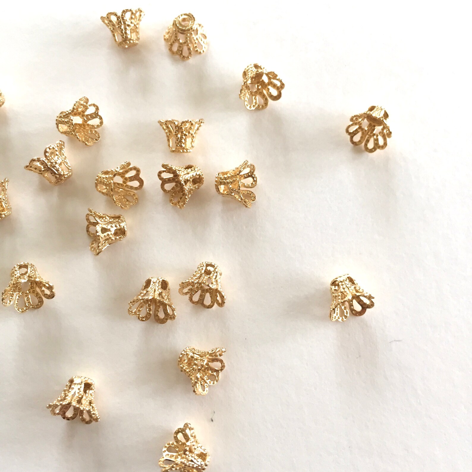 22K Gold Filigree Bead Caps 20PCS | Etsy