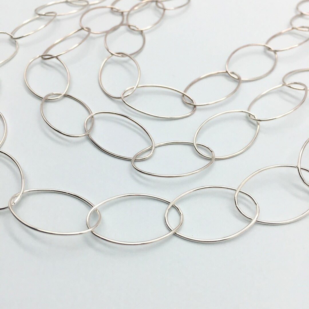 Large Sterling Silver Skinny Oval Chain, .925, 17 Inches - Etsy