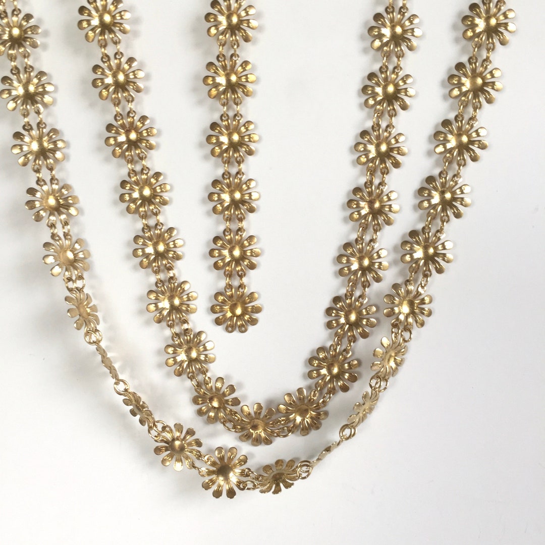 Vintage Brass Flower Chain, Daisy Chain, Jewelry Making Chains, 14mm ...