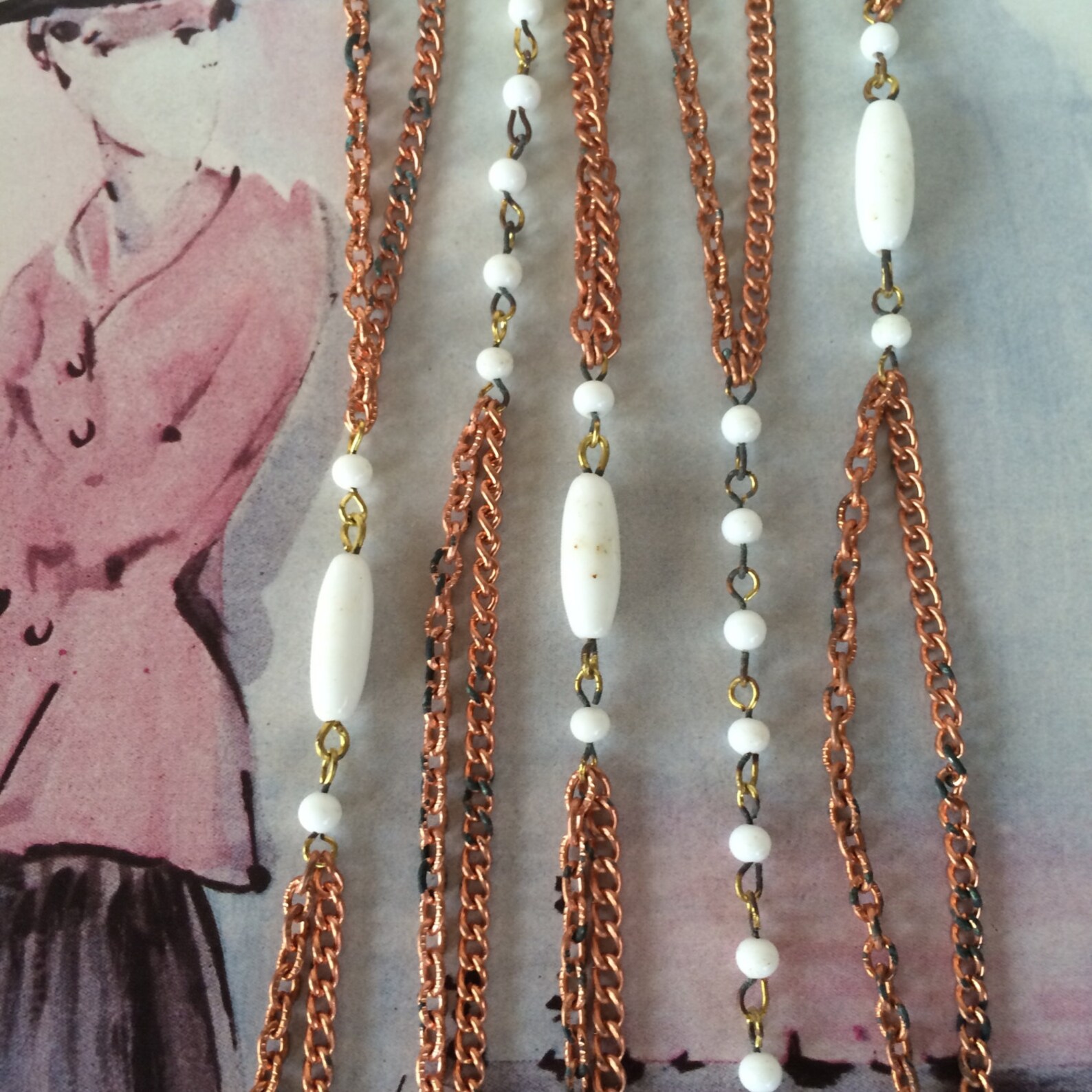 Glass Bead Chain Chain and Glass Bead Chain White Glass - Etsy