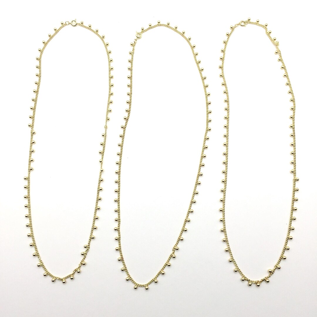 Bright Gold Plated Brass Dot Chain Necklace, 2PCS - Etsy