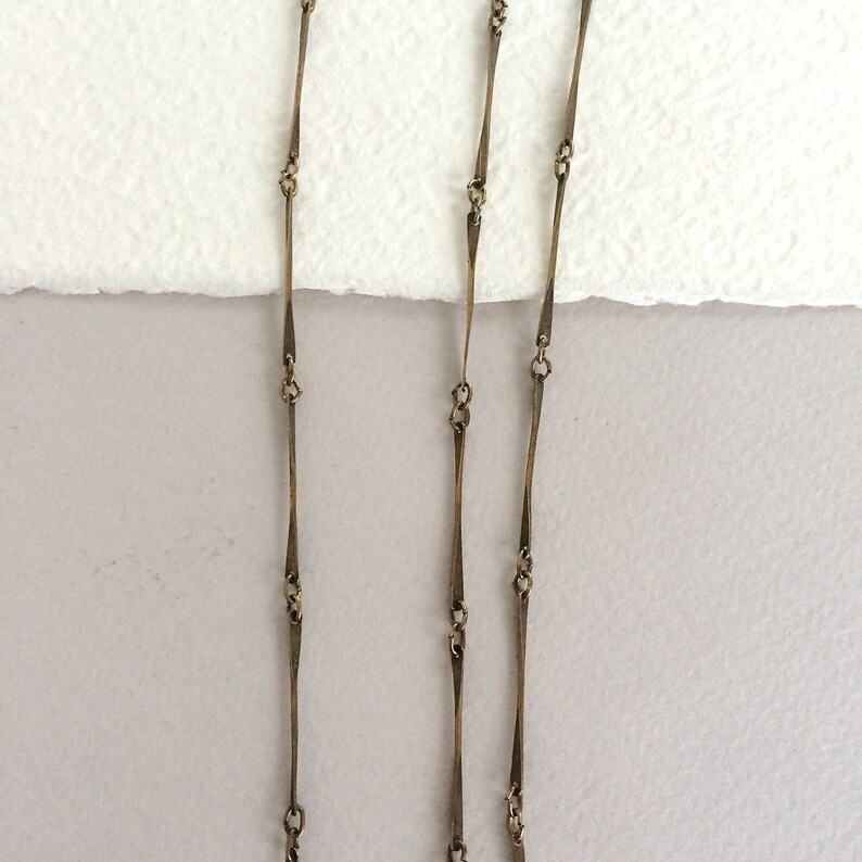 Vintage Bar Chain Skinny Twist Bar Chain Brass Ox Bar Chain | Etsy