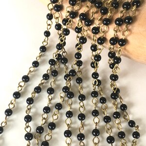 Black Bead Chain Glass Bead Chain Rosary Chain 4mm 5ft - Etsy