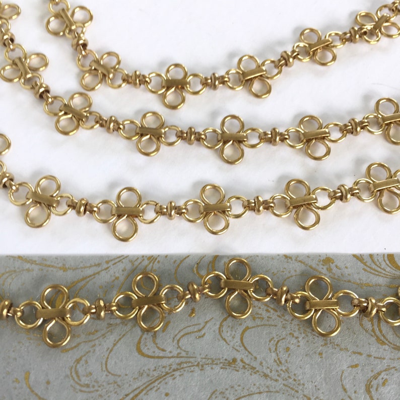 New Baby Clover Chain Fancy Brass Chain 14mm 2FT - Etsy