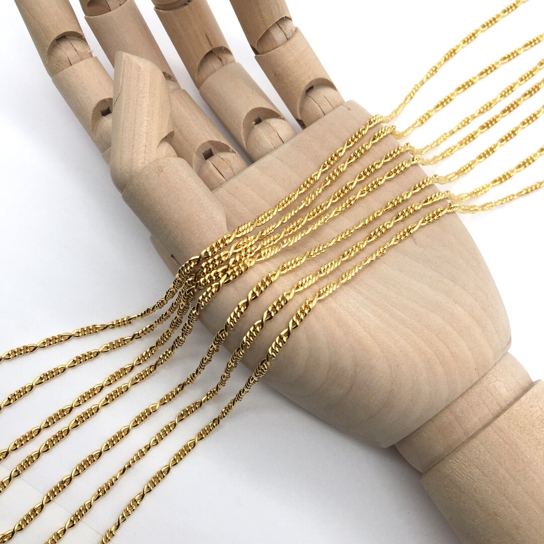 22K Gold Plated Curb Chain, Tiny Gold Curb Chain, USA Made, Jewelry ...