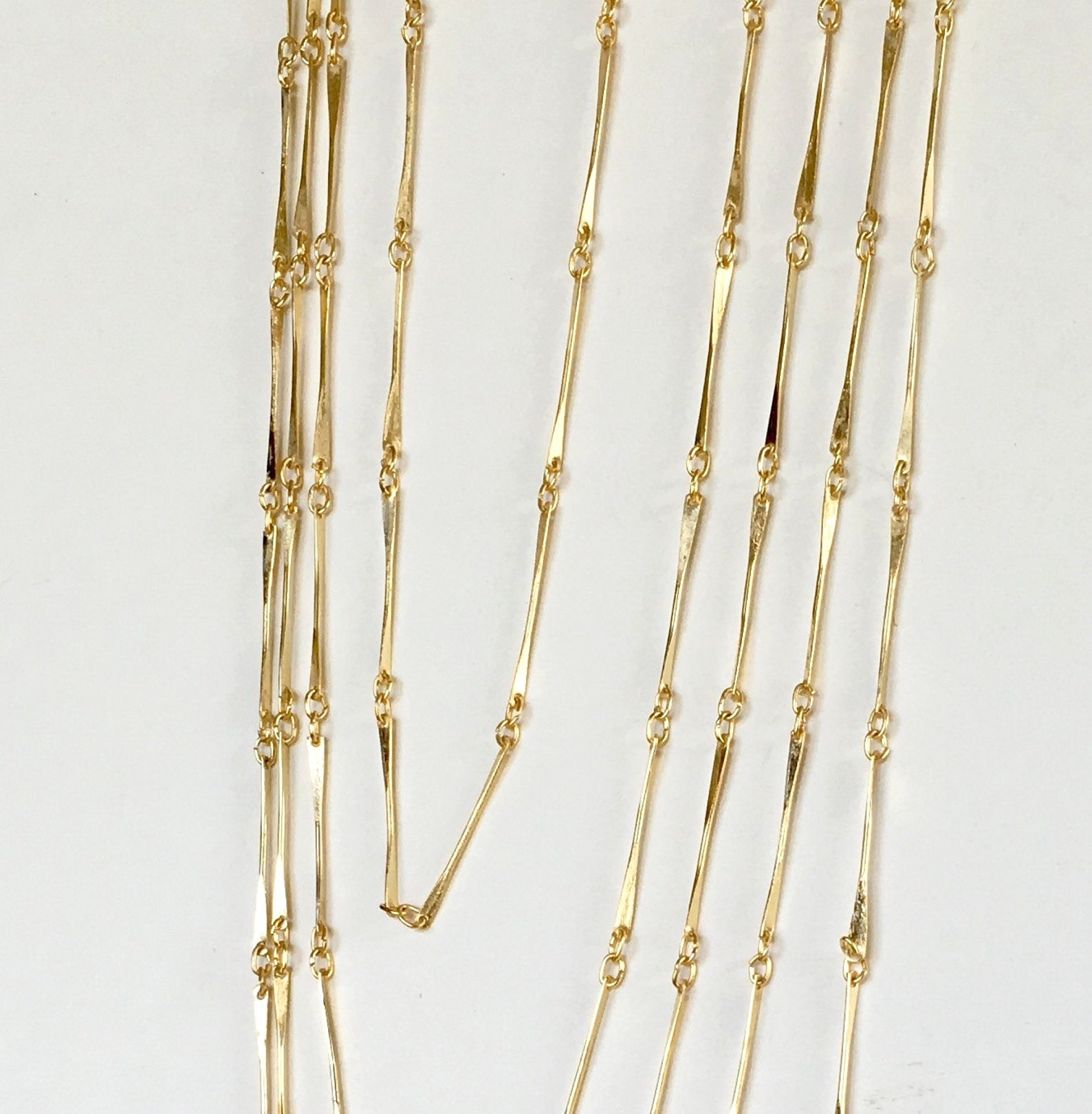 Vintage 22K Gold Plate Bar Chain Twist Bar Chain 2ft - Etsy
