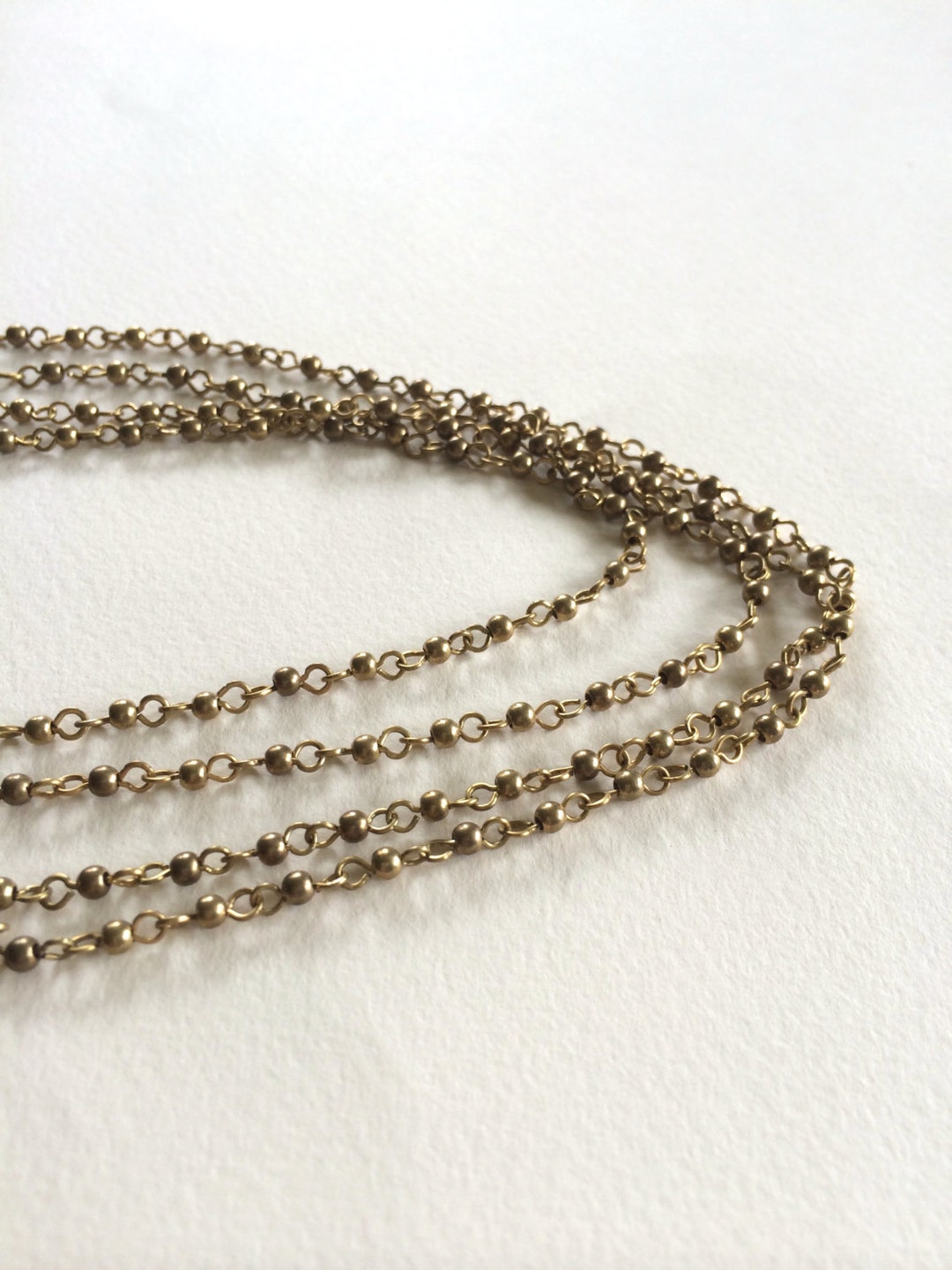Vintage Brass Bead Chain, Brass Rosary Chain, Jewelry Making Chains ...