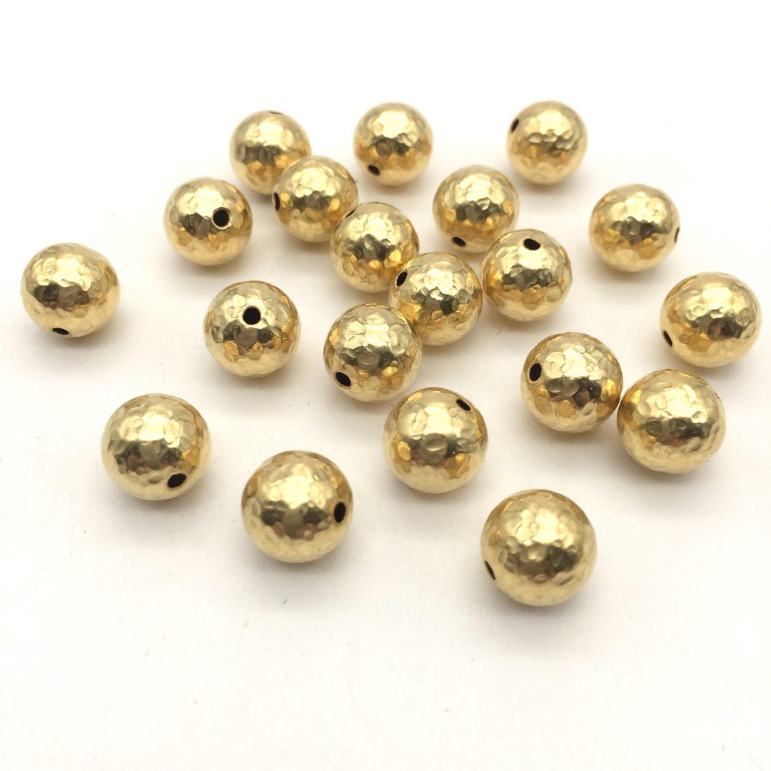 10mm, 22K Gold Plated Bead, Hammered Gold Beads, 4PCS - Etsy