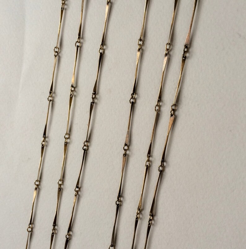 Vintage Bar Chain Skinny Twist Bar Chain Brass Ox Bar Chain | Etsy