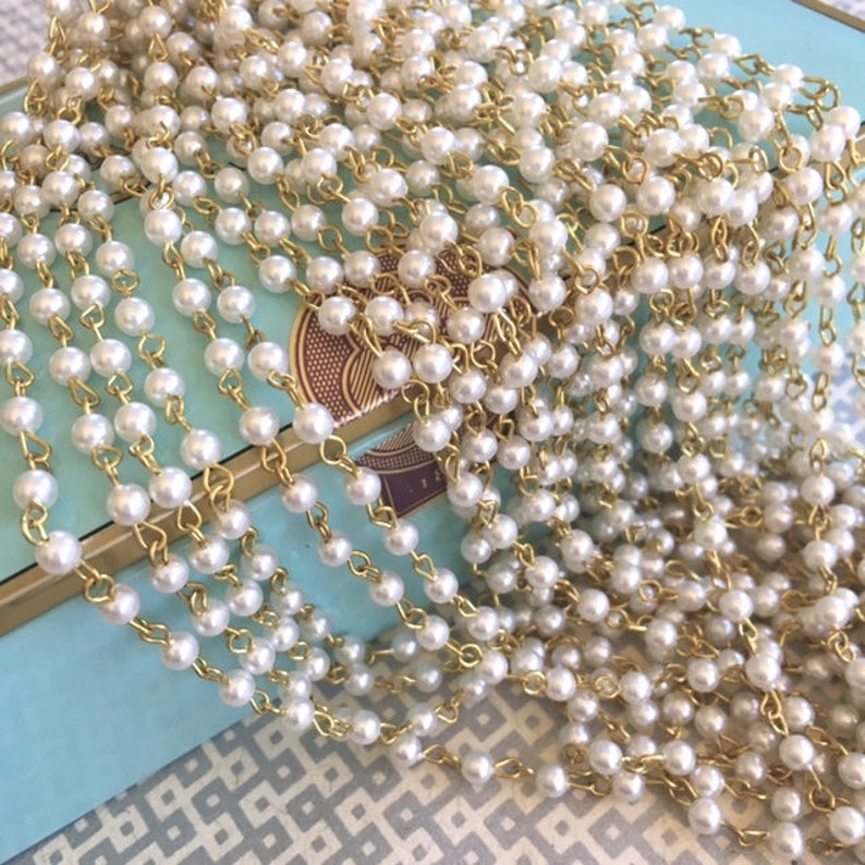 Vintage Glass Pearl Chain Pearl Bead Chain 4mm 10ft Etsy