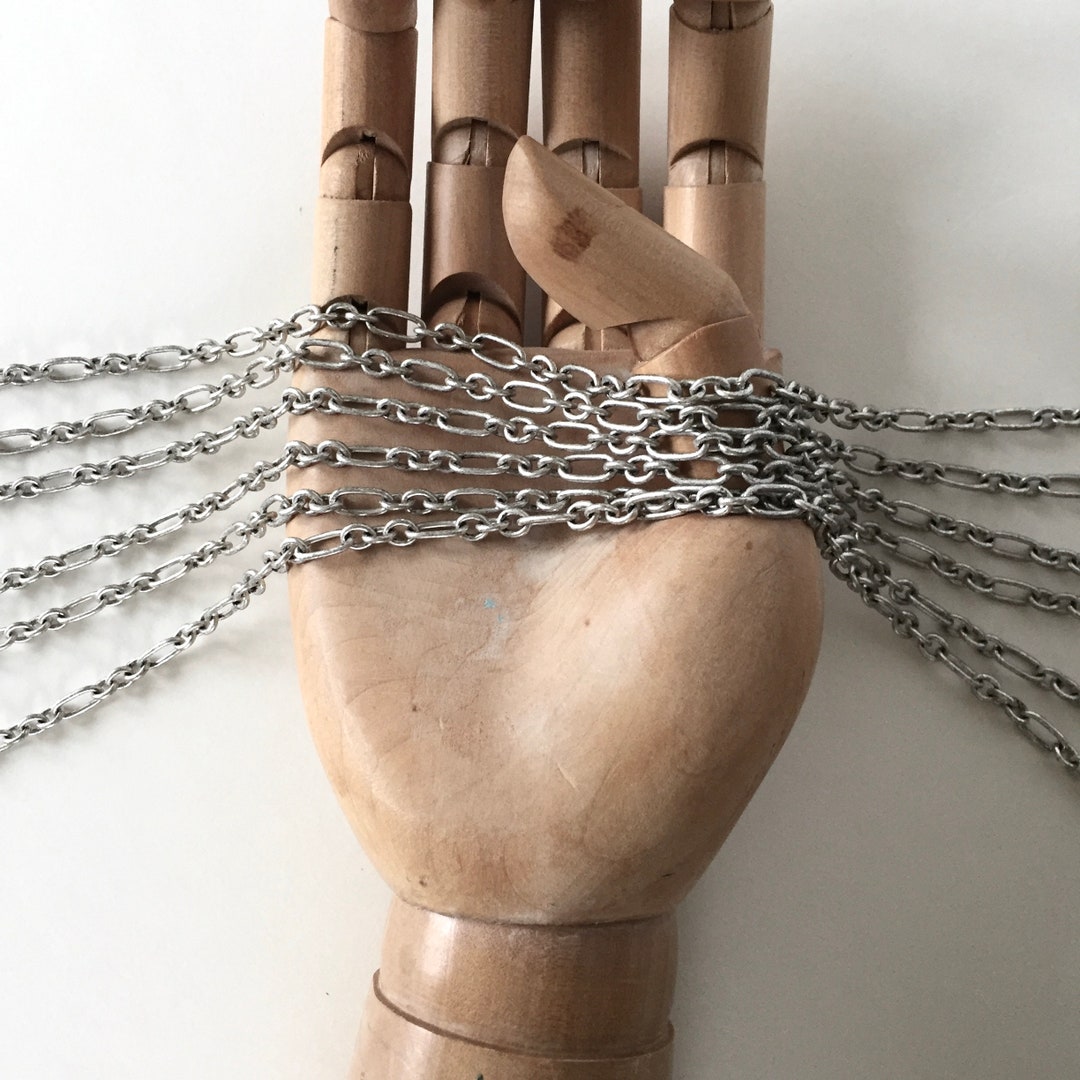 Antique Silver Plated Reed Chain, Brass Figaro Chain, Jewelry Making ...