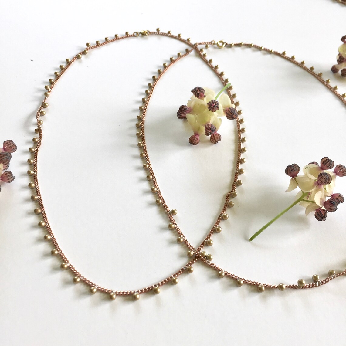 Vintage Brass Dot Chain Necklace Tiny Beads Chain Necklace - Etsy