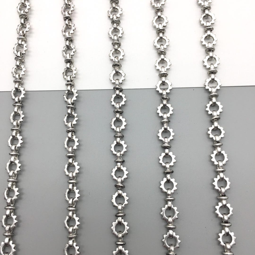 Vintage Silver Plate Sundial Chain, Jewelry Making Chains, 6.6mm, 2FT ...