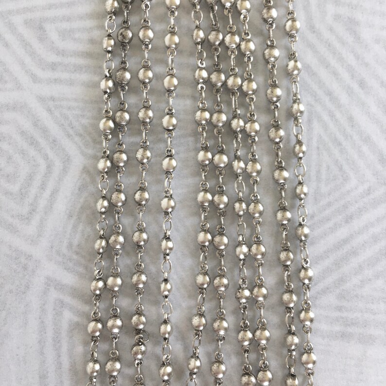 Antique Silver Plated Bead Chain, Rosary Chain, Jewelry Making Chains ...