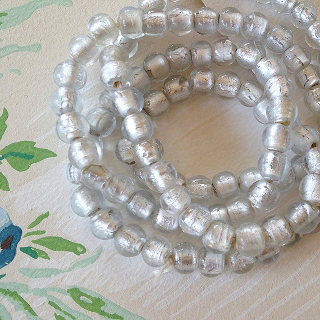 Silver Foil Bead, Silver Glass Beads, Peace Love Beads, 7mm, 50pcs - Etsy