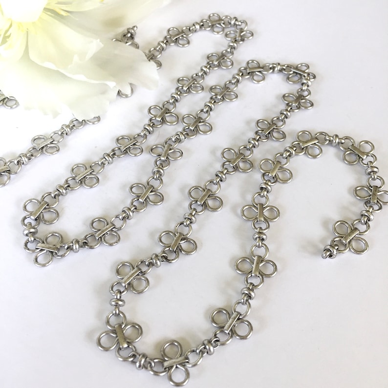 New!!! Baby Silver Clover Chain, Fancy Brass Chain, Jewelry Making ...