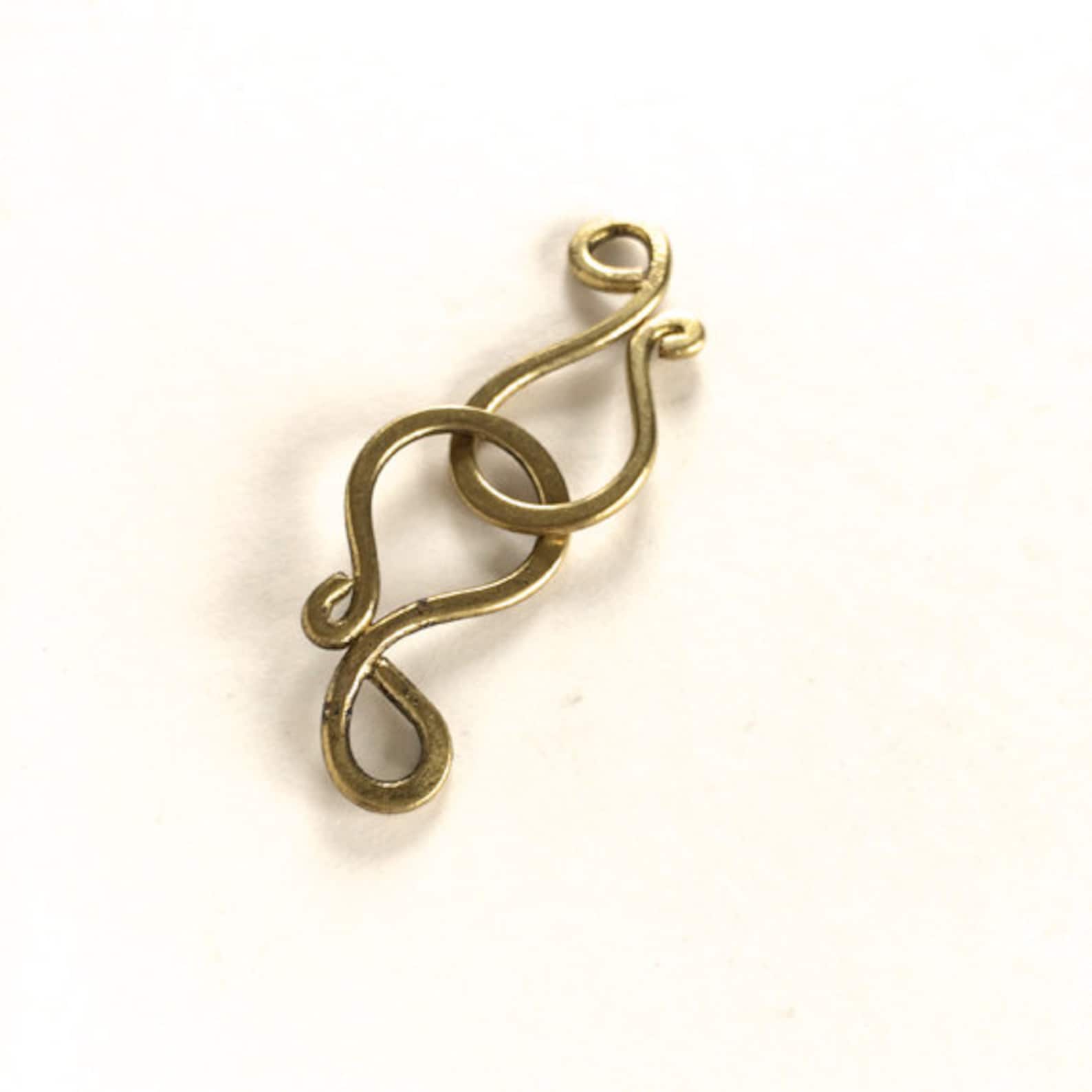Brass Ox S Hook, Shepard's Hook Clasp, Brass S Hook Clasp, 31mm, 4 Sets ...