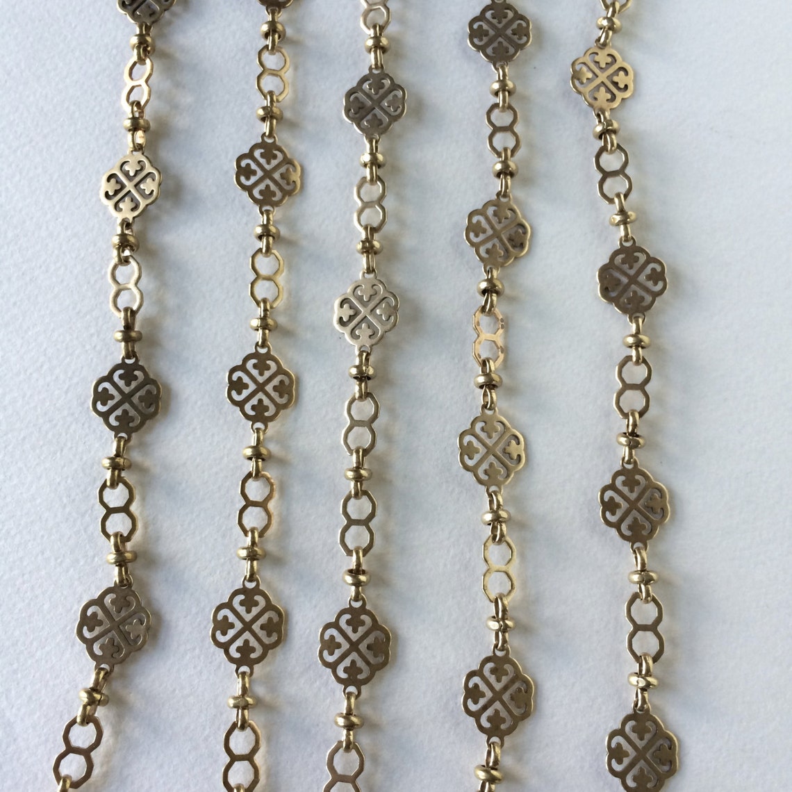 Vanessa Chain Large Fancy Brass Chain Station Chain 12mm - Etsy