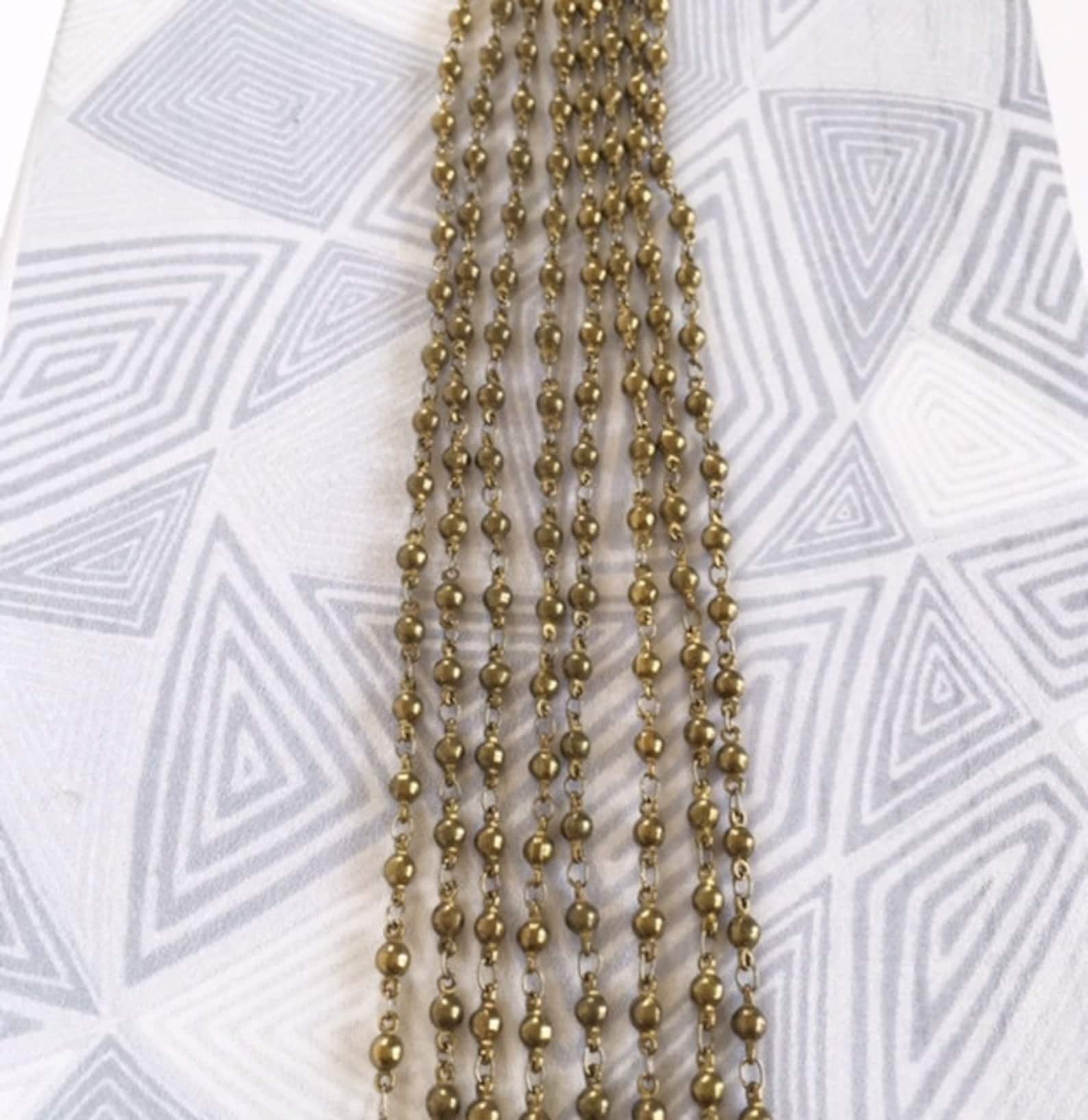 Vintage Bead Chain Brass Bead Chain Brass Rosary Chain Tiny - Etsy
