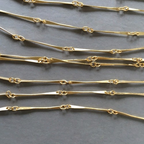 Vintage 22K Gold Plate Bar Chain Twist Bar Chain 2ft - Etsy