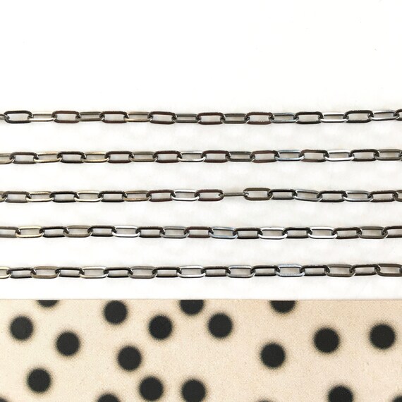Tiny Long Cable Gunmetal Chain Long Cable Chain 5.4mm 5ft | Etsy