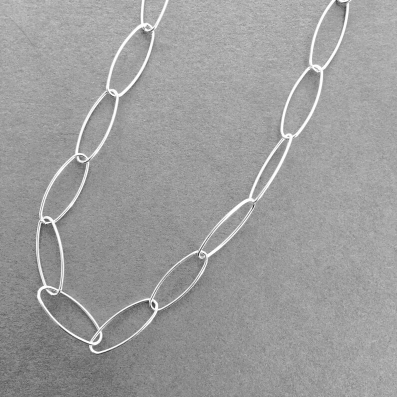 Sterling Silver Skinny Oval Chain 17mm 2FT - Etsy